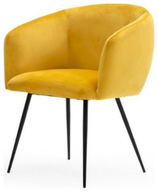 Yellow Velvet Modern Dining Chair - Midcentury - Dining Chairs - by ...