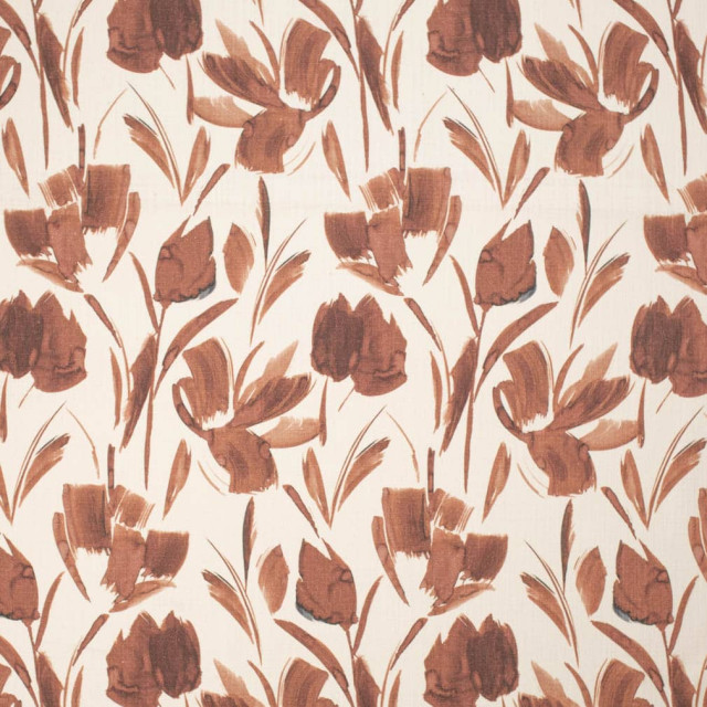 Red Floral Linen Look Print Upholstery Fabric by the Yard, By The Yard ...