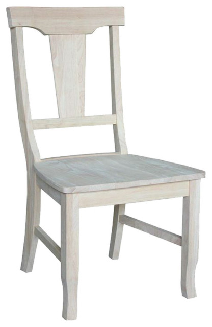 Set of 2 Dining Chair, Unfinished Rubberwood Construction With Open ...