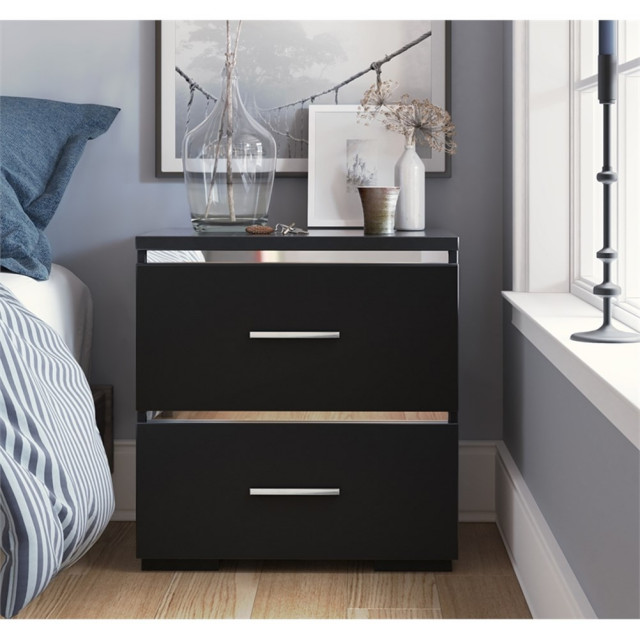 Pemberly Row Modern / Contemporary 2 Drawer Nightstand Black ...