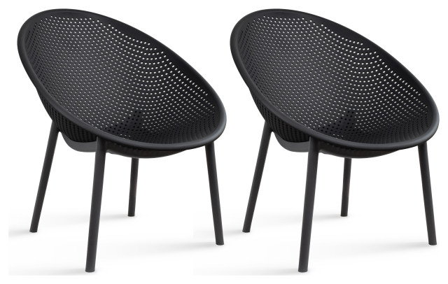 Set of 2 Modern Plastic Lounge Chair Egg Shaped Seat for Indoor/Outdoor ...