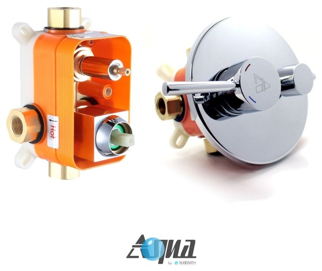 Aqua Rondo 2-Way Rough-In Shower Valve With Cover Plate, Handle and ...