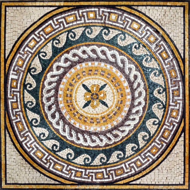 Greco-Roman Floral Mosaic, Dela Ii, 31" x 31" - Contemporary - Tile ...