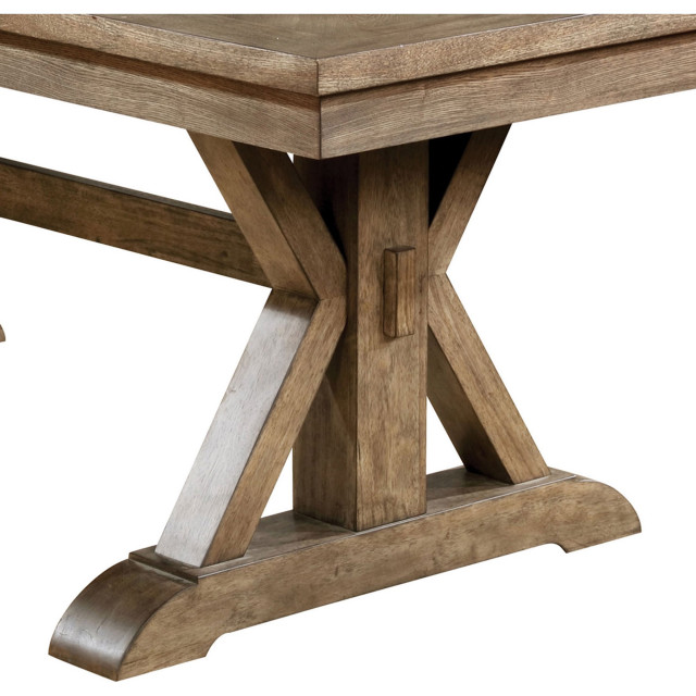 Rustic Dining Table, Trestle Base & Expandable Top for Extra Space ...