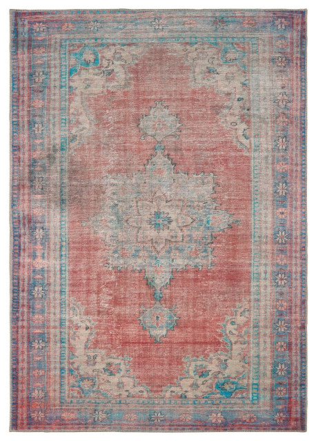 4??6??Red And Blue Oriental Area Rug, 26.576 - Contemporary - Area Rugs ...