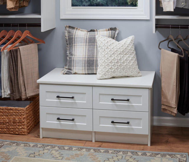 His & Hers Walk-In Closet with Window Bench - Wardrobe - Grand Rapids ...