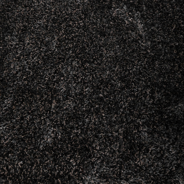 Hand Tufted Shag Polyester Area Rug Solid Black Silver, [Rectangle] 6 ...