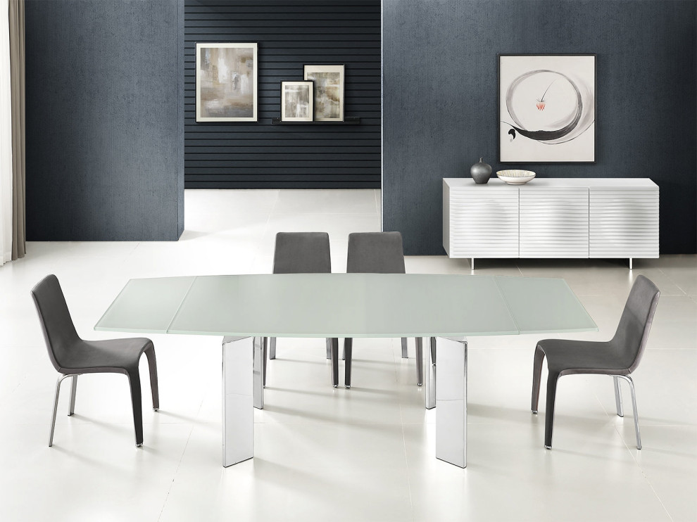 Astor Manual Dining Table with Stainless Base and White Top ...