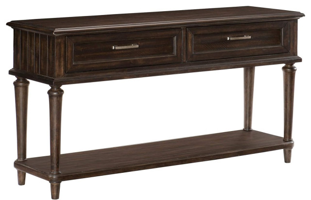 Traditional Console table, Lower Shelf & Dovetailed Drawers, Driftwood ...