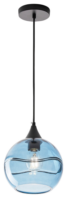 Modern Blue Rippled Glass Pendant Lighting Fixture for Kitchen Island ...