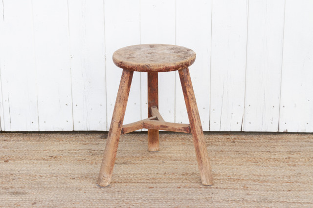 Antique Rustic Chinese Round Stool - Asian - Accent And Garden Stools ...