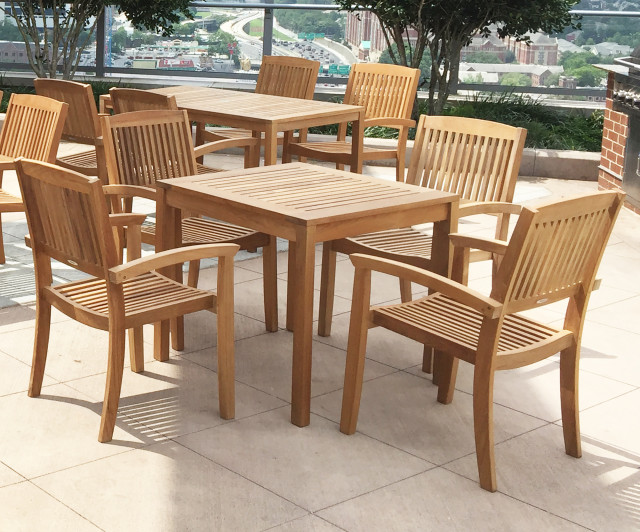 Cafe Teak Square Table, Natural - Transitional - Outdoor Dining Tables ...