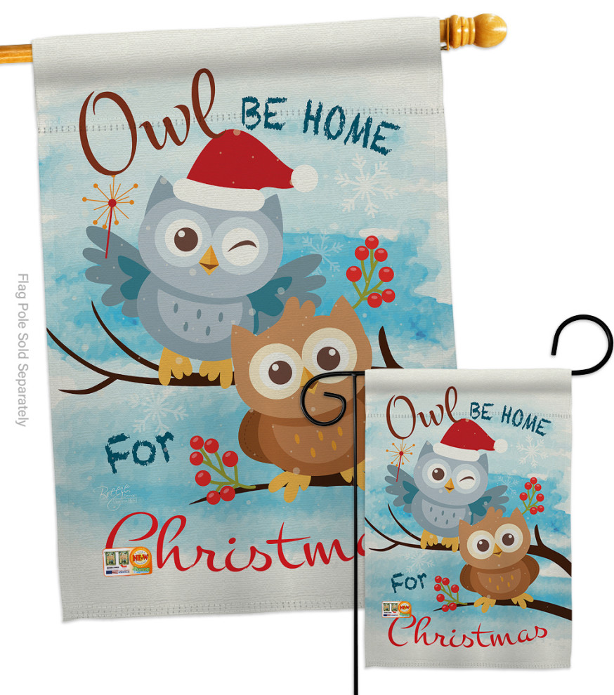 Owl Xmas Winter Christmas Flags Set, 28" X 40" X 0.1" - Modern - Flags ...