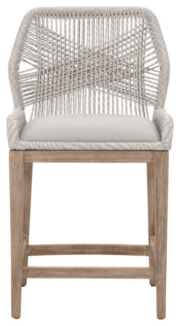 Intricate Rope Weave Design Counter Stool With Fixed Upholstered Seat ...