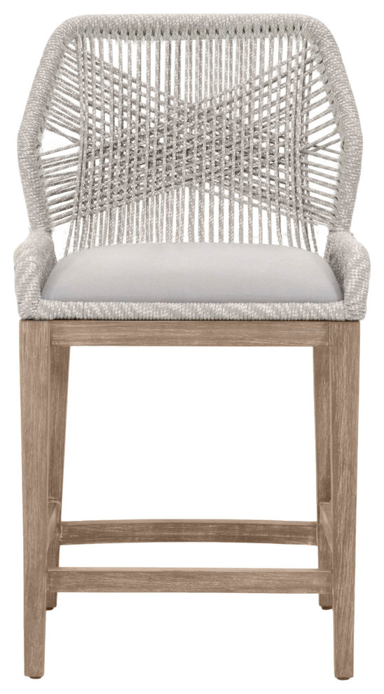 Intricate Rope Weave Design Counter Stool With Fixed Upholstered Seat ...