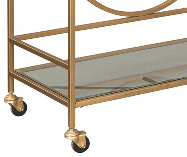 Benzara BM231917 Metal Frame Bar Cart With 2 Mirrored Shelves, Antique ...