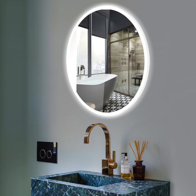Round Frameless Backlit LED Anti-fog Bathroom Vanity Mirror - Modern ...