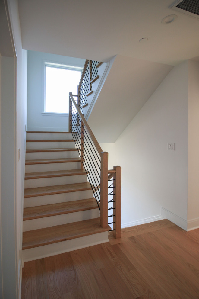 94_Neutral Color Floating Staircase with Metal Balusters, Bethesda MD ...
