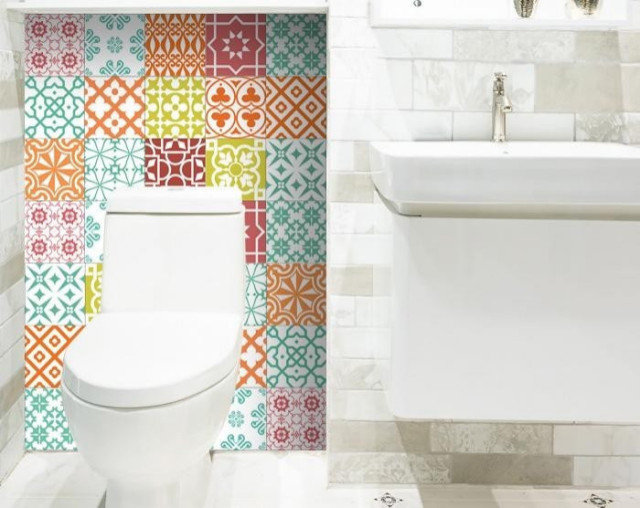 7" X 7" Muted Brights Mosaic Peel and Stick Removable Tiles ...