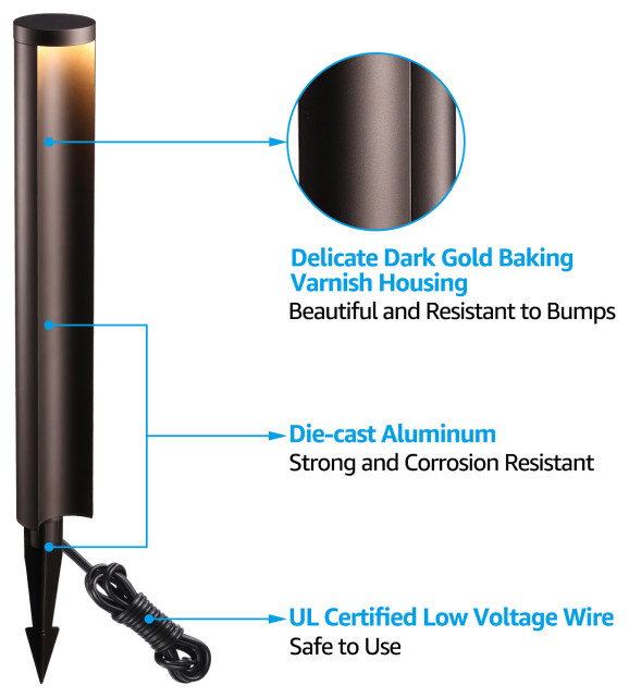 12-Pack LED Landscape Pathway Light, Low Voltage Side Lit Path lights ...