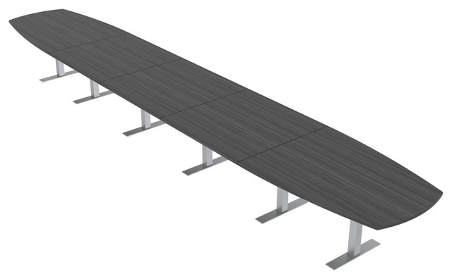 22' Modular Powered Arc Boat Conference Table With Metal T-Bases 22X4 ...