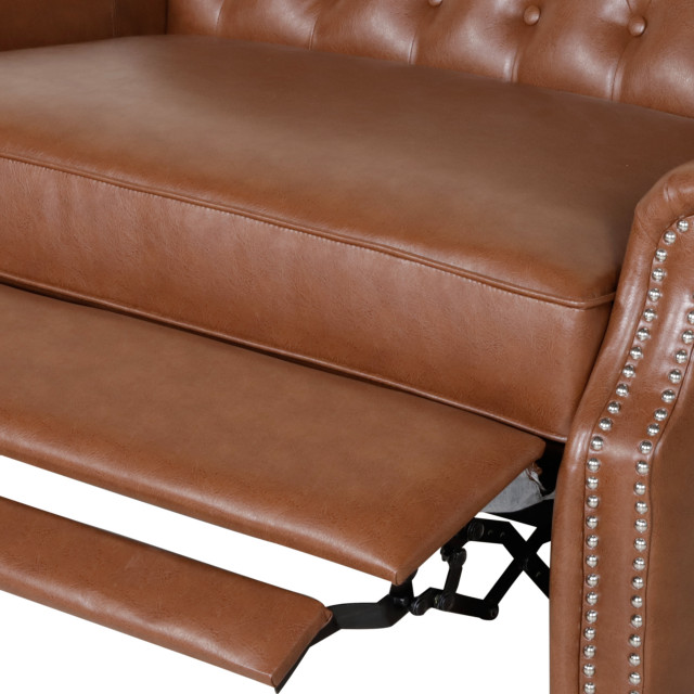 Belknap Faux Leather Tufted Oversized Recliner, Nailhead Trim ...