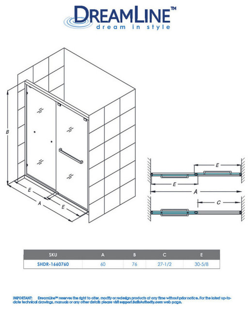 Dreamline Encore 56, 60"x76" Bypass Sliding Shower Door - Contemporary ...