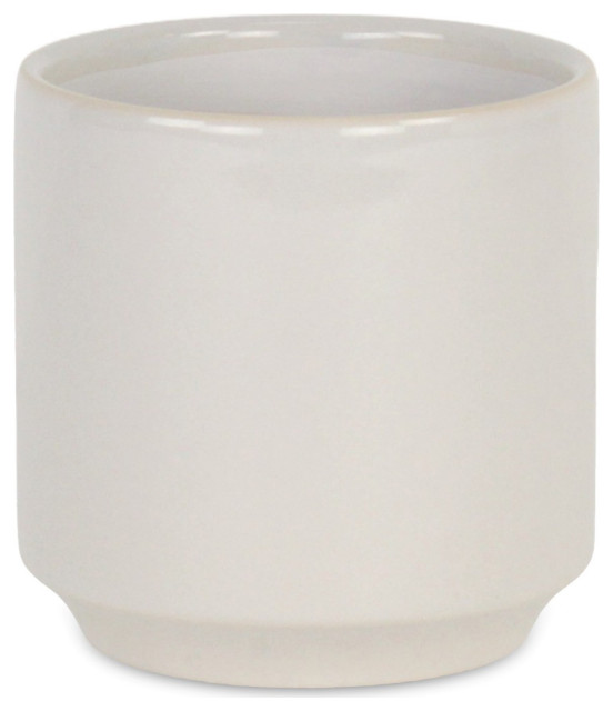 Elegant Off White Ceramic Pot - Small - Transitional - Indoor Pots And ...