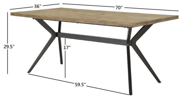 Midcentury Dining Table, Angled Legs With Trestle Support & Wooden Top ...