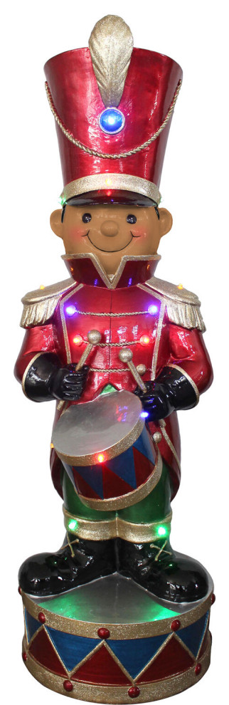 3' African American Christmas Toy Soldier Statue With Multi-Color LED ...