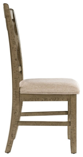 Pemberly Row Modern Wooden Swirl Back Side Chair Set in Gray - Rustic ...