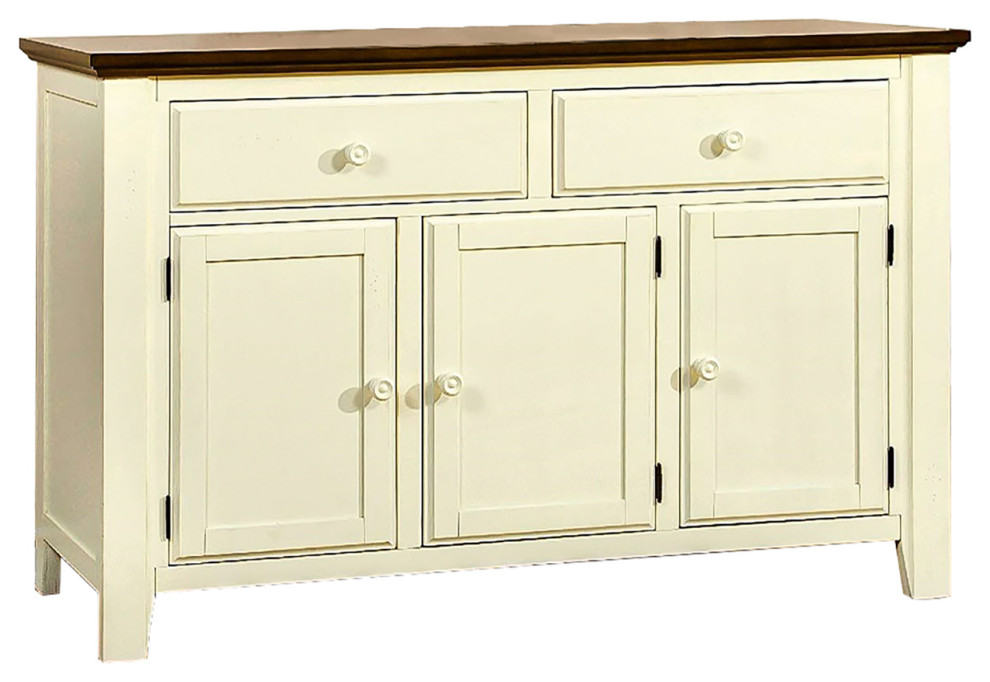 Dining Room Server, Vintage White and Dark Oak - Farmhouse - Buffets ...