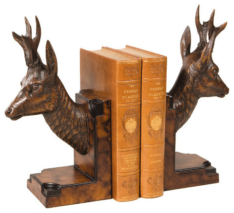 Roe Deer Head Bookends - Rustic - Bookends - by Lodgeandcabins | Houzz