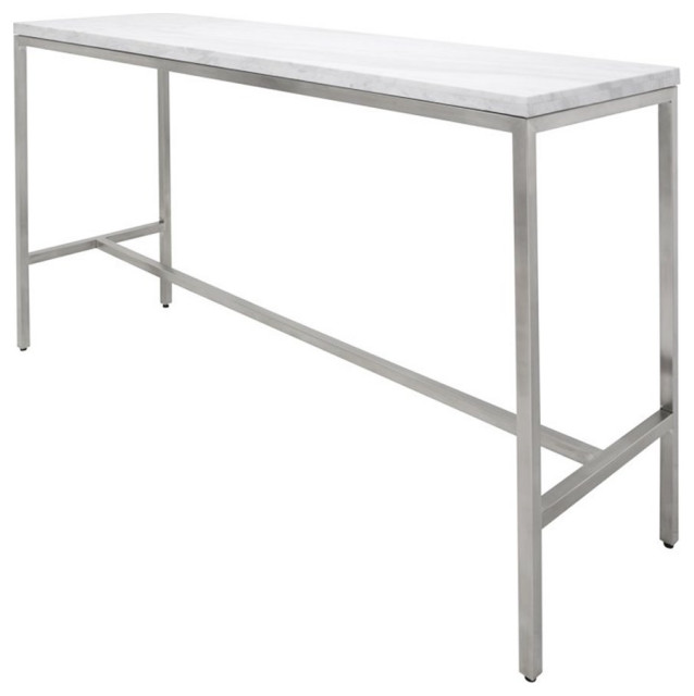 Nuevo Verona 60" Marble Top Pub Table in White, 72" - Contemporary ...