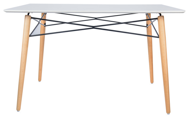 4Ft Rectangle Wooden Top Dining Table W/ Natural Wood Eiffel Base ...