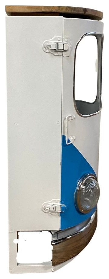 Modern Blue Metal And Wood Hippy Van Side Table - Beach Style - Side ...