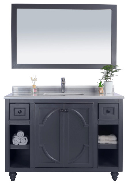 Odyssey 48" Maple Grey Bathroom Vanity With White Stripes Marble ...