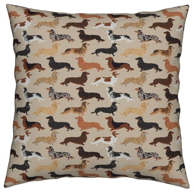 Dog Dogs Dachshunds Dachshund Long Haired Throw Pillow - Contemporary ...