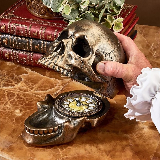 Memento Mori Skull Clock - Eclectic - Desk And Mantel Clocks - by ...