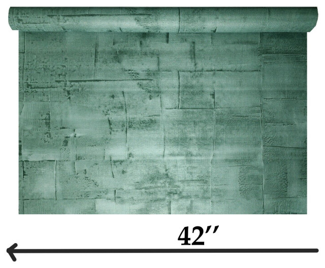 Modern Wallpaper green textured faux rustic grasscloth lines on plaster ...