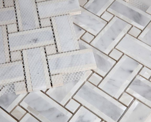 Tahitian Pearl - Carrara Marble Cross Weaved White Pearl Floor Wall ...