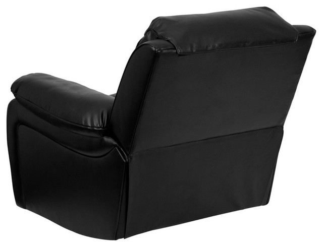 Contemporary Black Leather Rocker Recliner, 43"W x 40" - 66"D x 39"H ...
