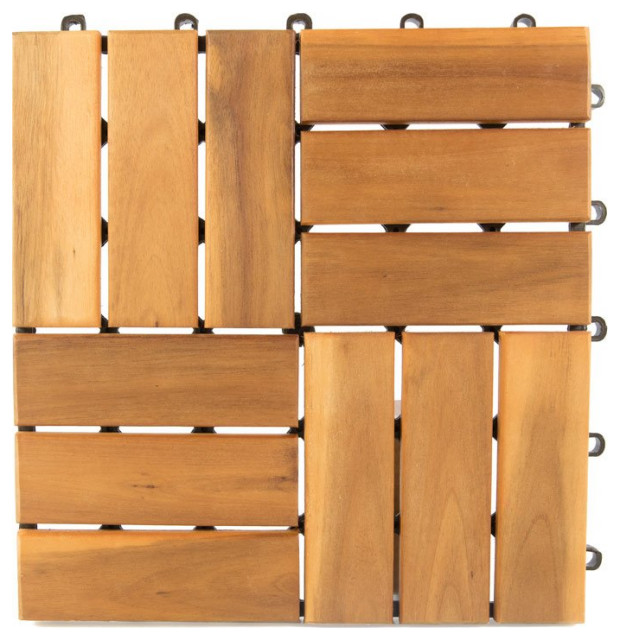 Villa Acacia Wood Interlocking Deck Tiles for Outdoor Patio and Floors ...