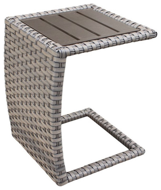TK Classics Florence Outdoor Wicker Patio Side Table in Gray Stone ...