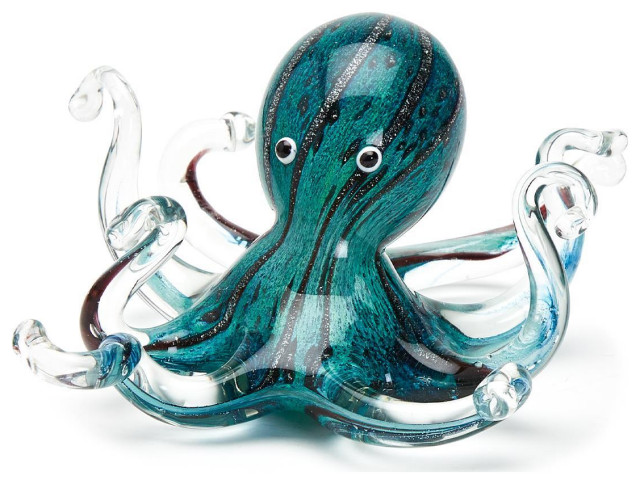 Two's Company Octopus Hand-Blown Glass Figurine - Beach Style ...
