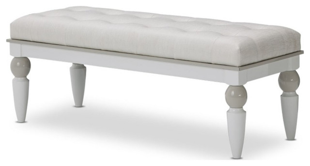 Michael Amini Sky Tower Bedside Bench in Cloud White - Traditional ...