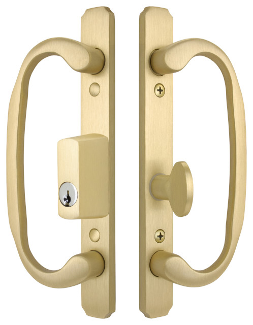 Embassy Brass Sliding Door Active Trim Handle Set, Keyed, 1-1/2" Thick ...