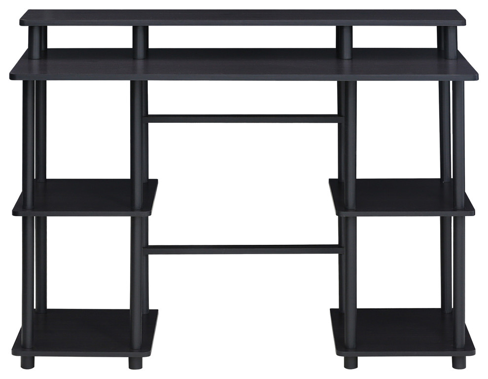 Furinno Turn-N-Tube Computer Desk With Top Shelf, Espresso/Black ...