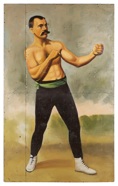 Art on Reclaimed Metal, Boxeur Avec Moustache - Contemporary - Metal ...