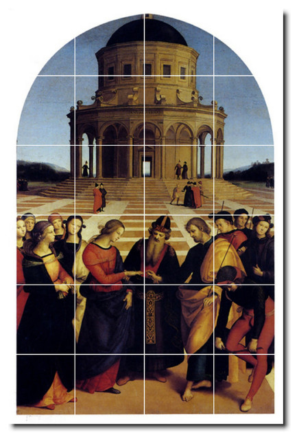 Raphael Religious Painting Ceramic Tile Mural #62, 48" Wide x 72" High ...